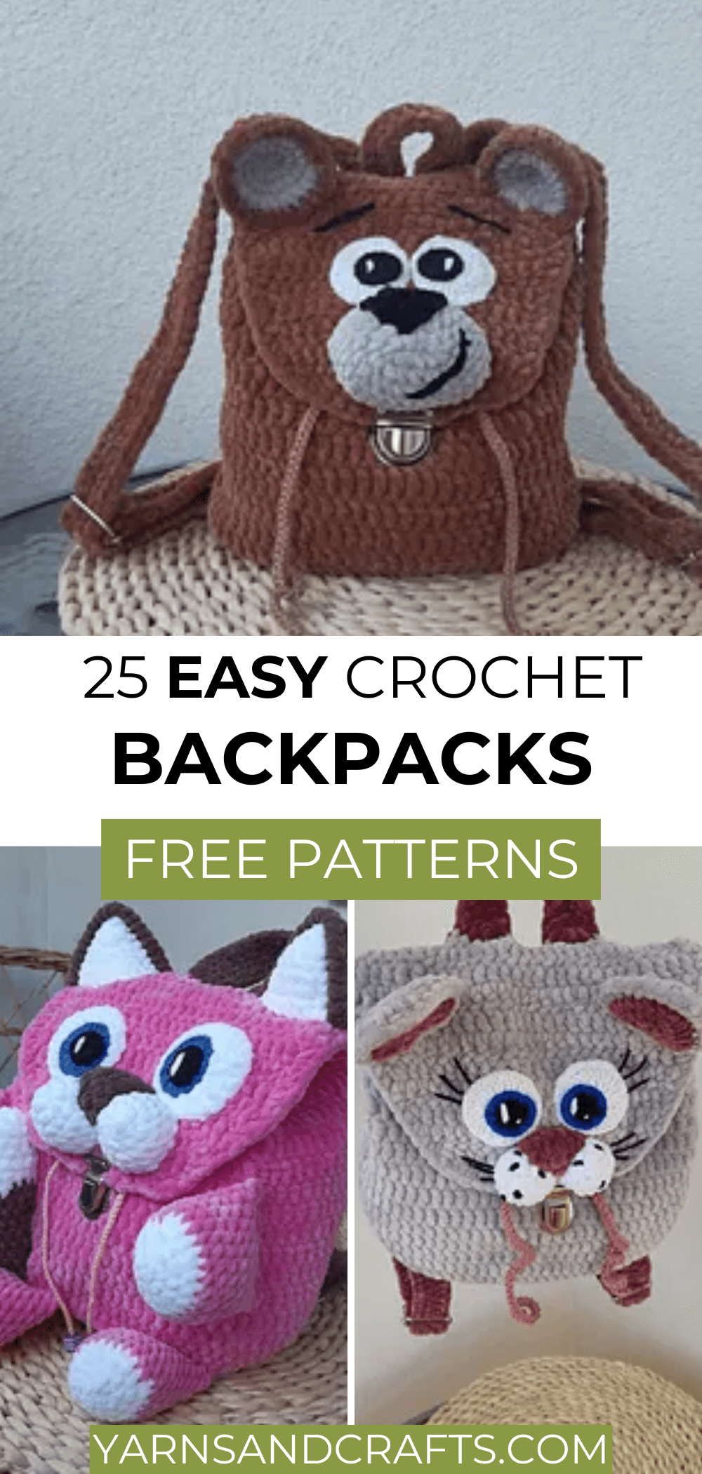 25 Free Crochet Backpack Patterns You Will Love | Yarns and Crafts