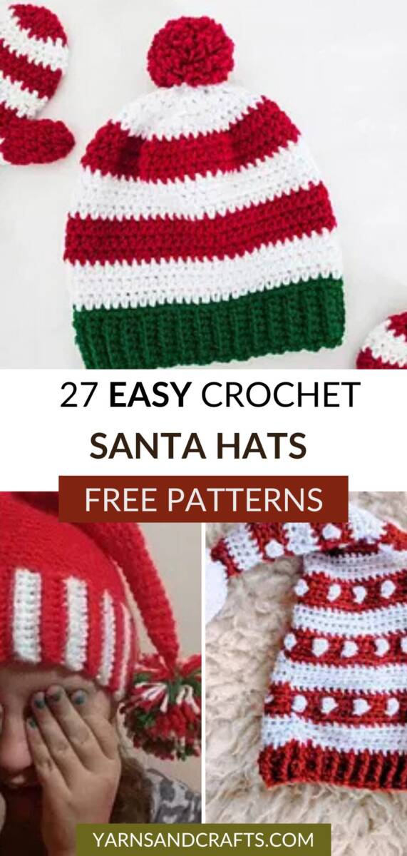 27 Free and Easy Crochet Santa Hat Patterns | Yarns and Crafts