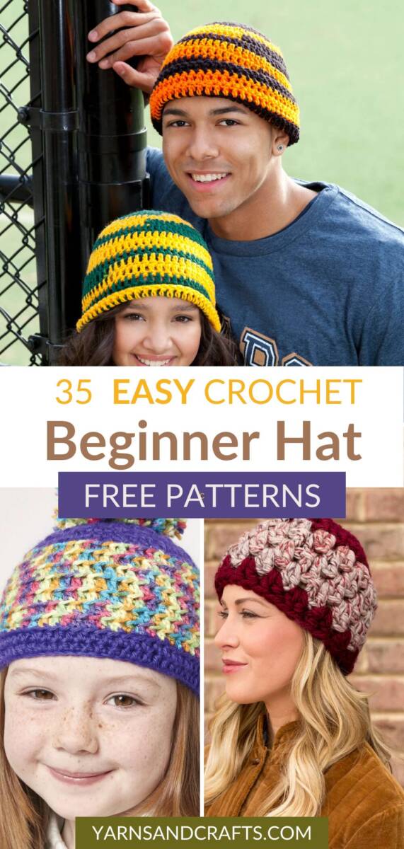 35 Free and Easy Crochet Hat Patterns for Beginners | Yarns and Crafts