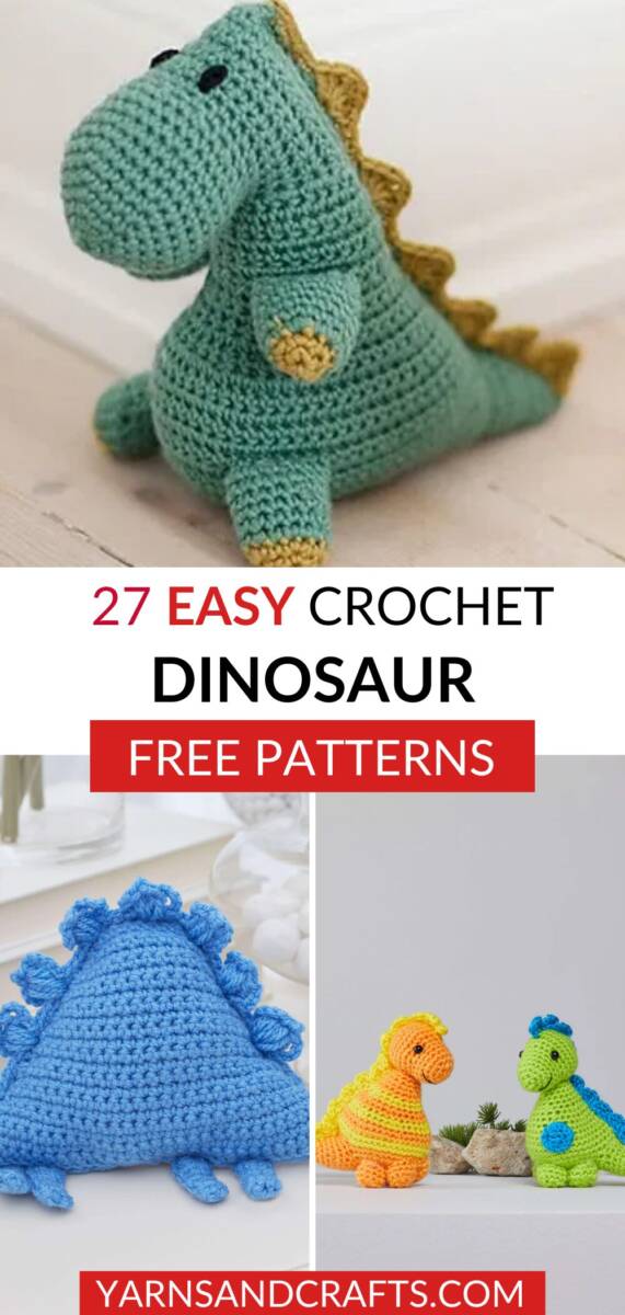 27 Free & Easy Amigurumi Crochet Dinosaur Patterns | Yarns and Crafts